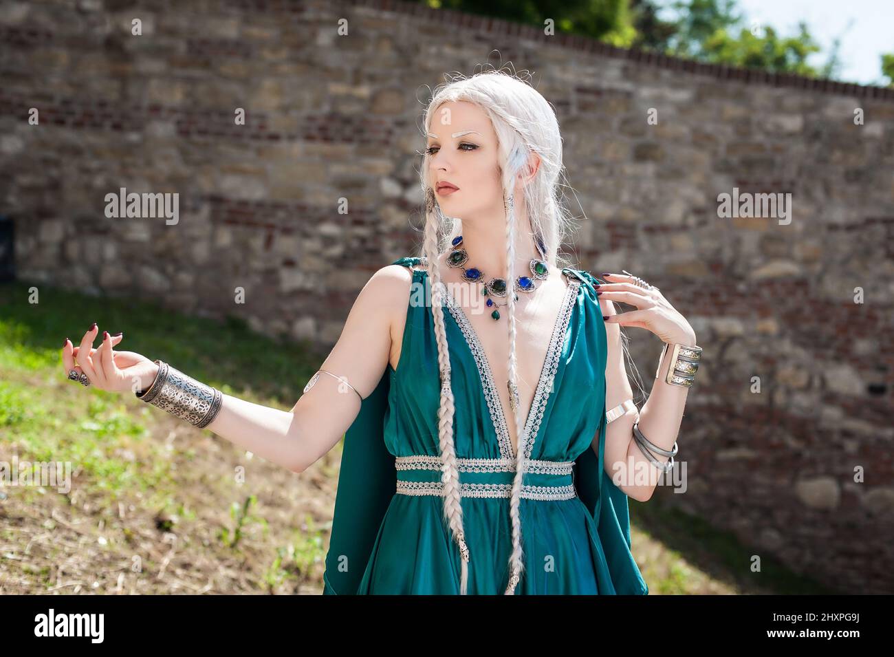 Woman In Medieval Times. Beautiful woman posing on the fortress Stock ...