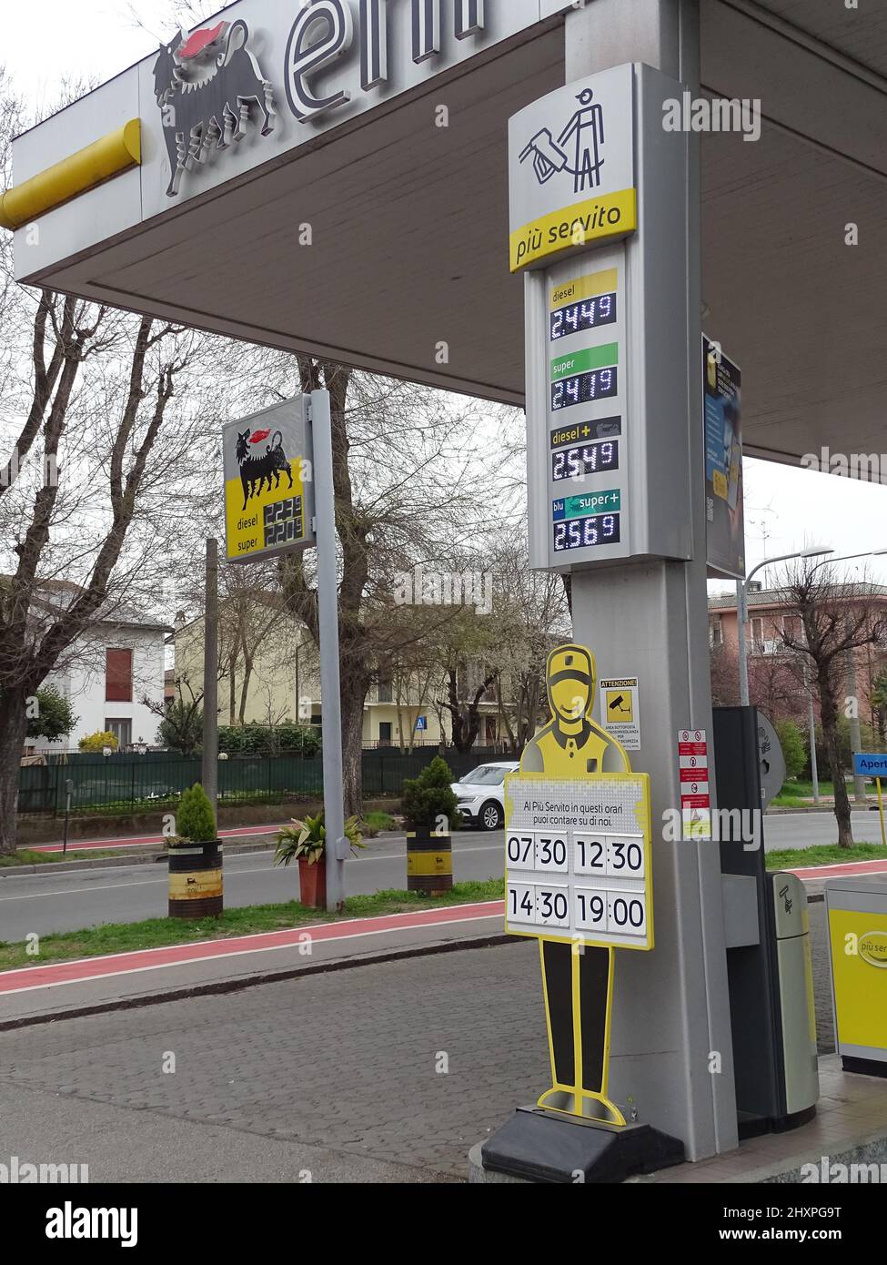 Lombardy, Italy - 14th march 2022 Rising prices tags and labels of ...