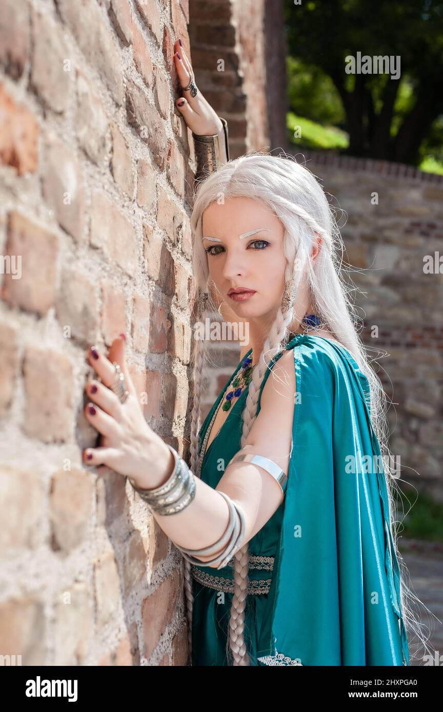 Woman In Medieval Times. Beautiful woman posing on the fortress Stock ...