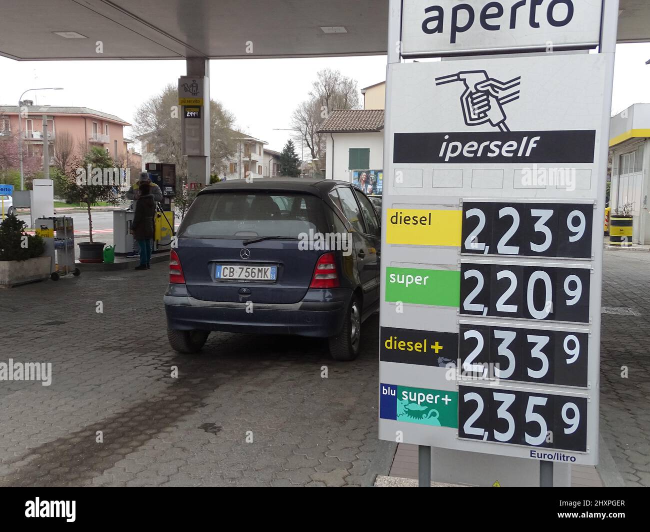 Lombardy, Italy - 14th march 2022 Rising prices tags and labels of ...