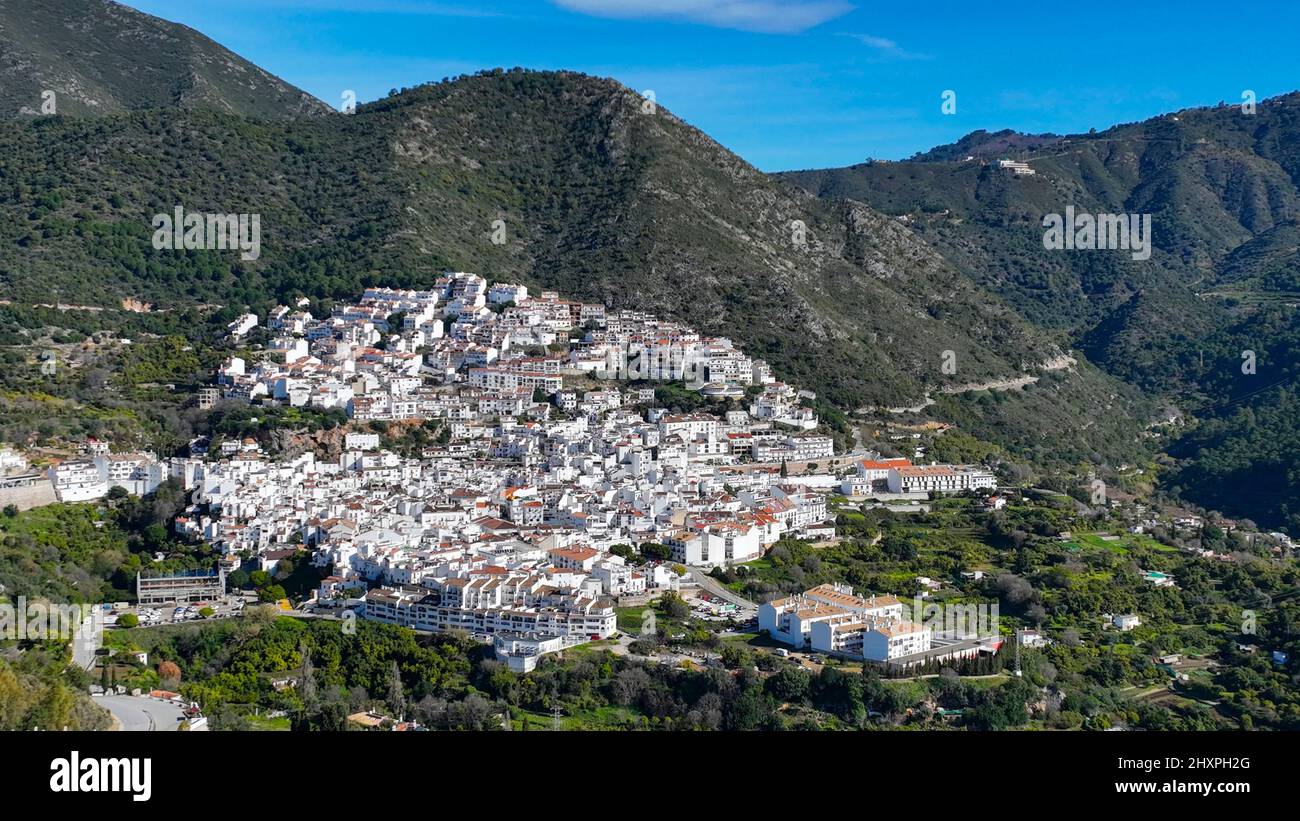 aerial view of the municipality of Ojen in the province of Malaga ...