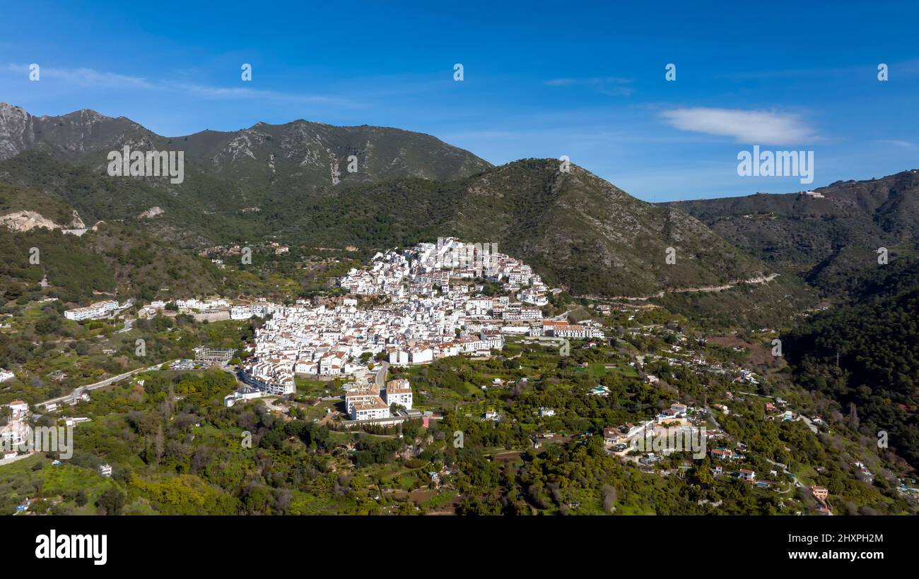 aerial view of the municipality of Ojen in the province of Malaga ...