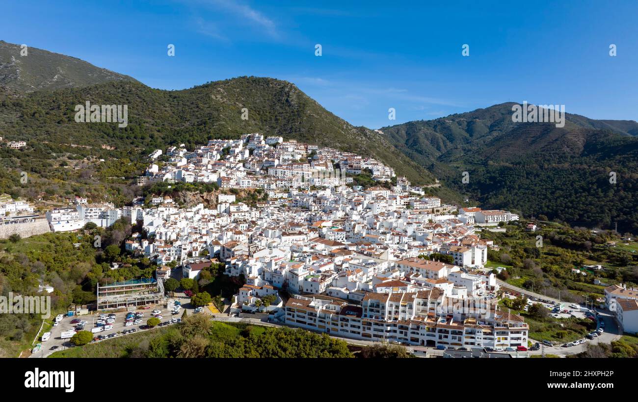 aerial view of the municipality of Ojen in the province of Malaga ...