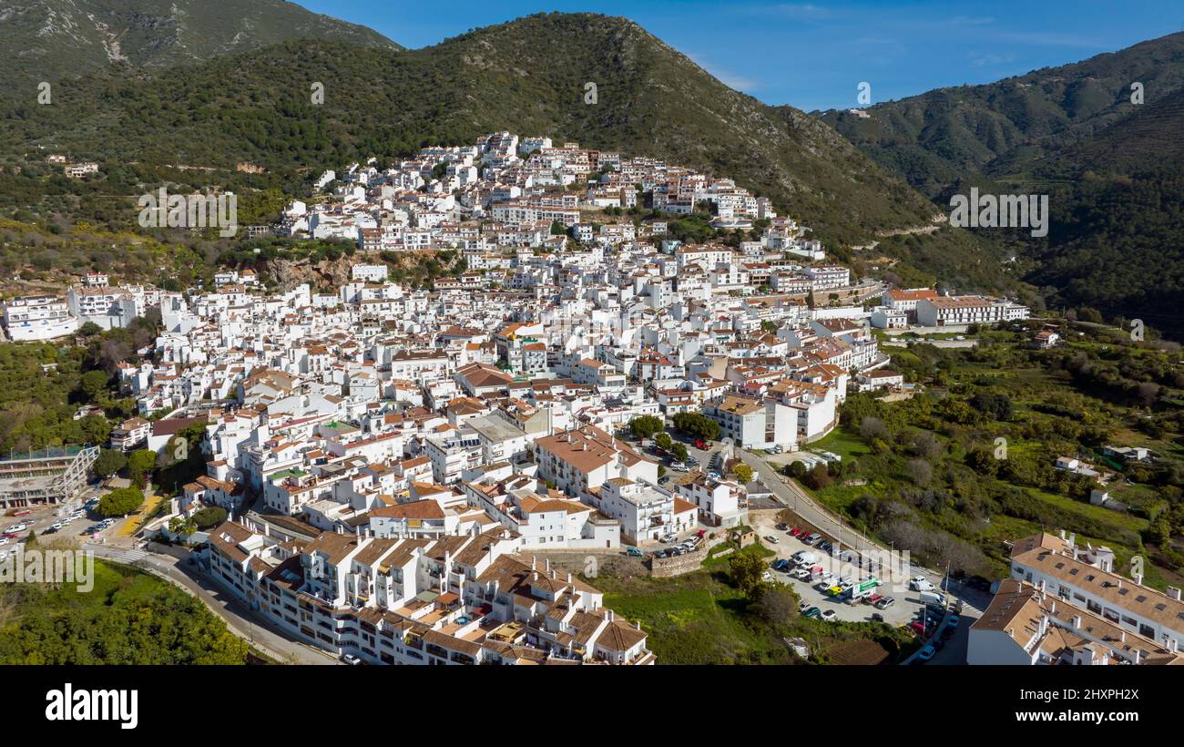 aerial view of the municipality of Ojen in the province of Malaga ...