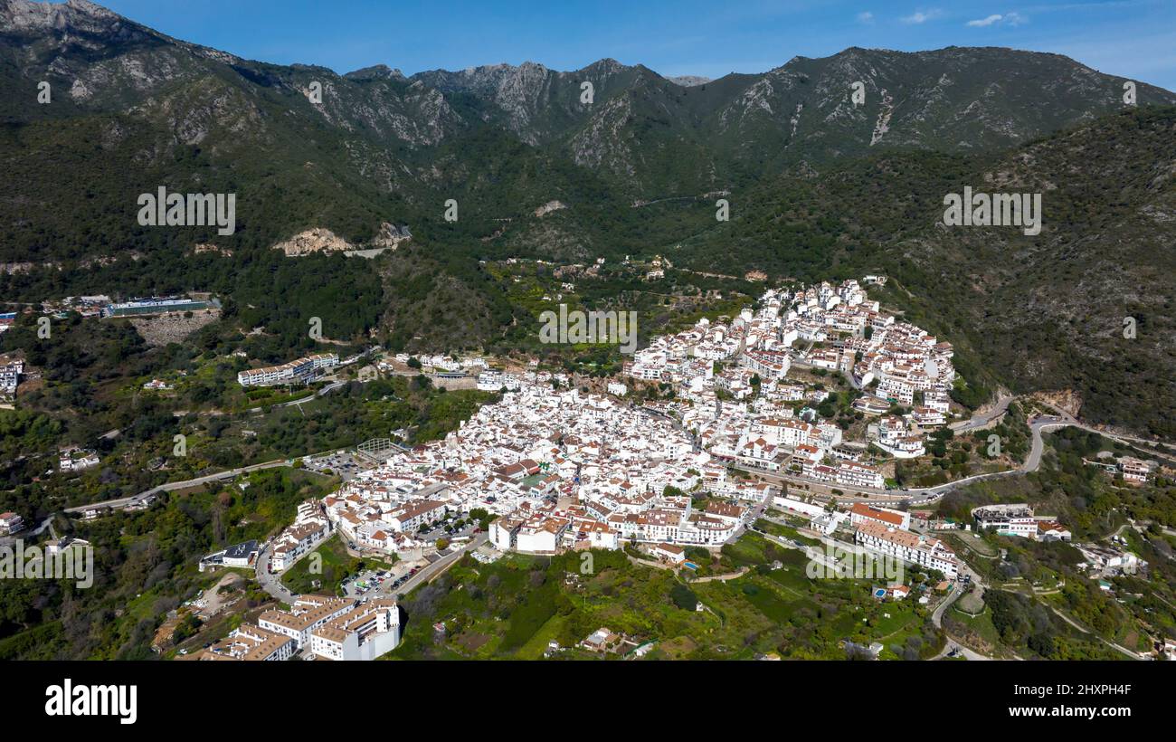 aerial view of the municipality of Ojen in the province of Malaga ...