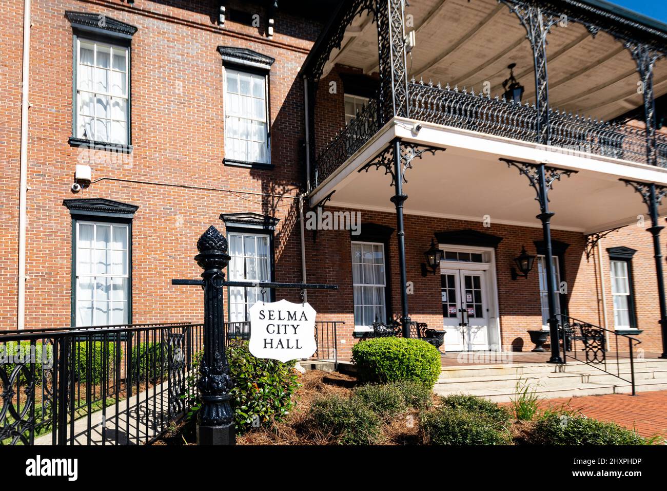 Selma, Alabama, USA-March 1, 2022: Front entrance to the Selma City ...