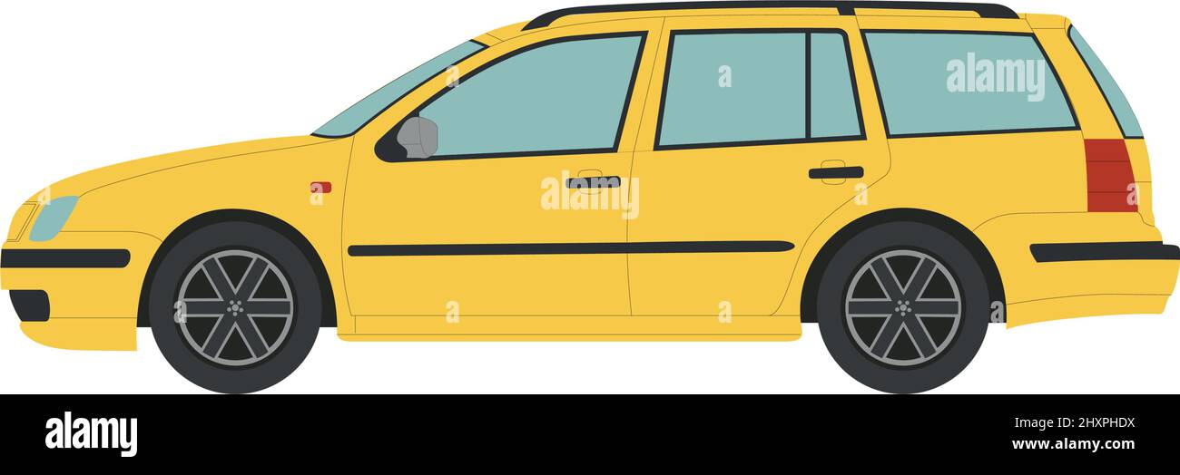 Yellow transport station wagon on a white background - Vector ...