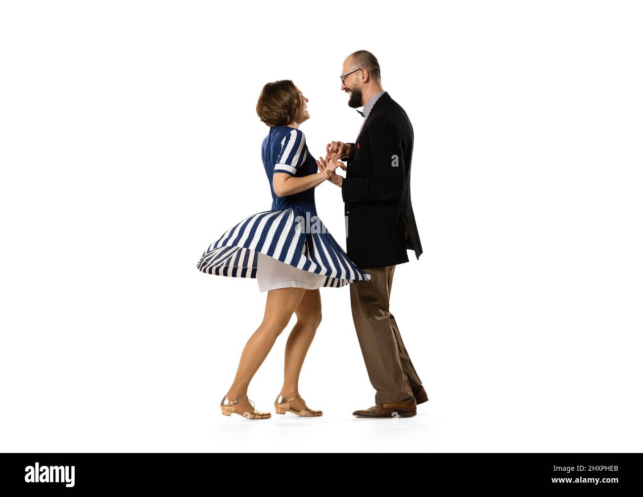 Couple Of Dancers Young Man And Woman In Vintage Retro Style Outfits