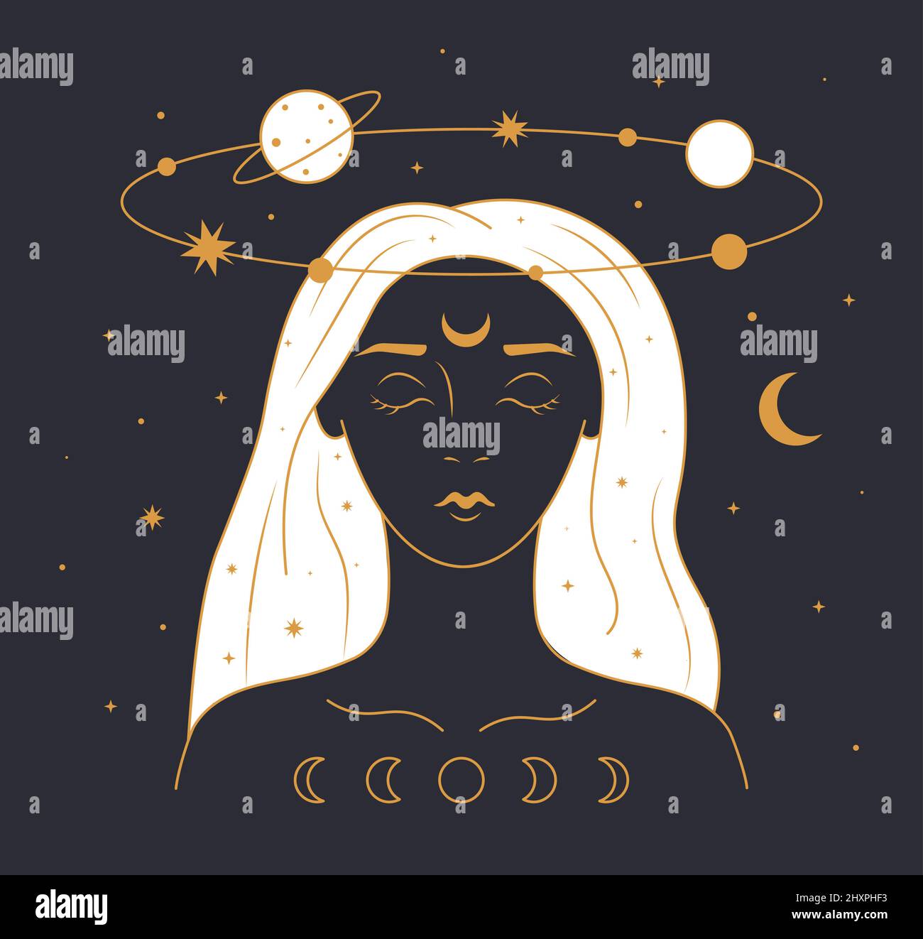 Drawing beautiful mystical girl Stock Vector Images - Alamy