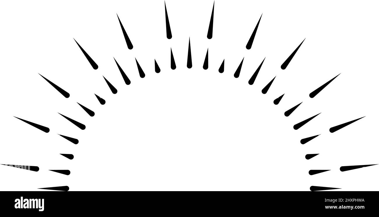 Half Sun Rays Clipart Black And White
