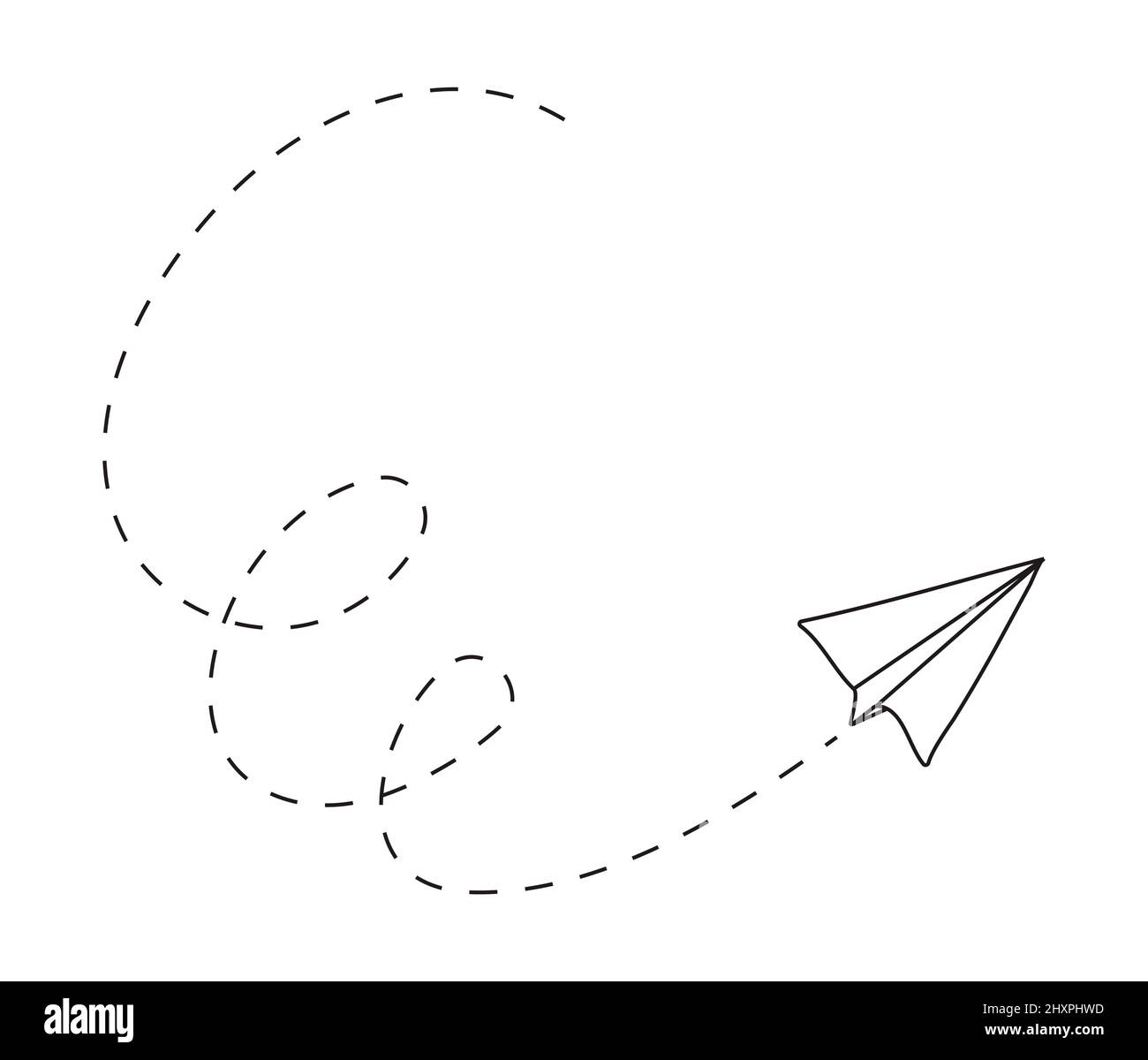 Plane icon with fly rout vector. Paper airplane in hand drawn style ...