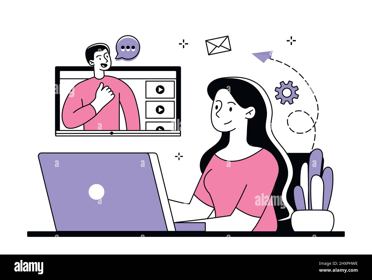 Online learning doodle art Stock Vector Images - Alamy