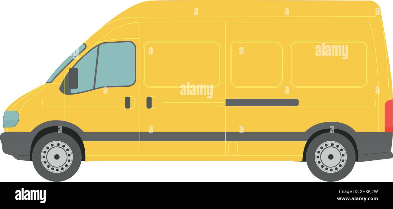 Large yellow van on a white background - Vector illustration Stock ...