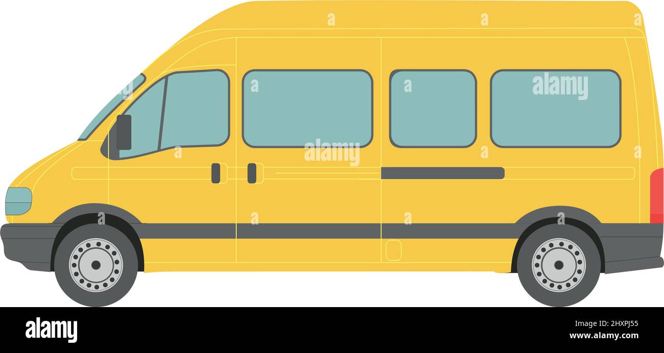 Large yellow van on a white background - Vector illustration Stock ...