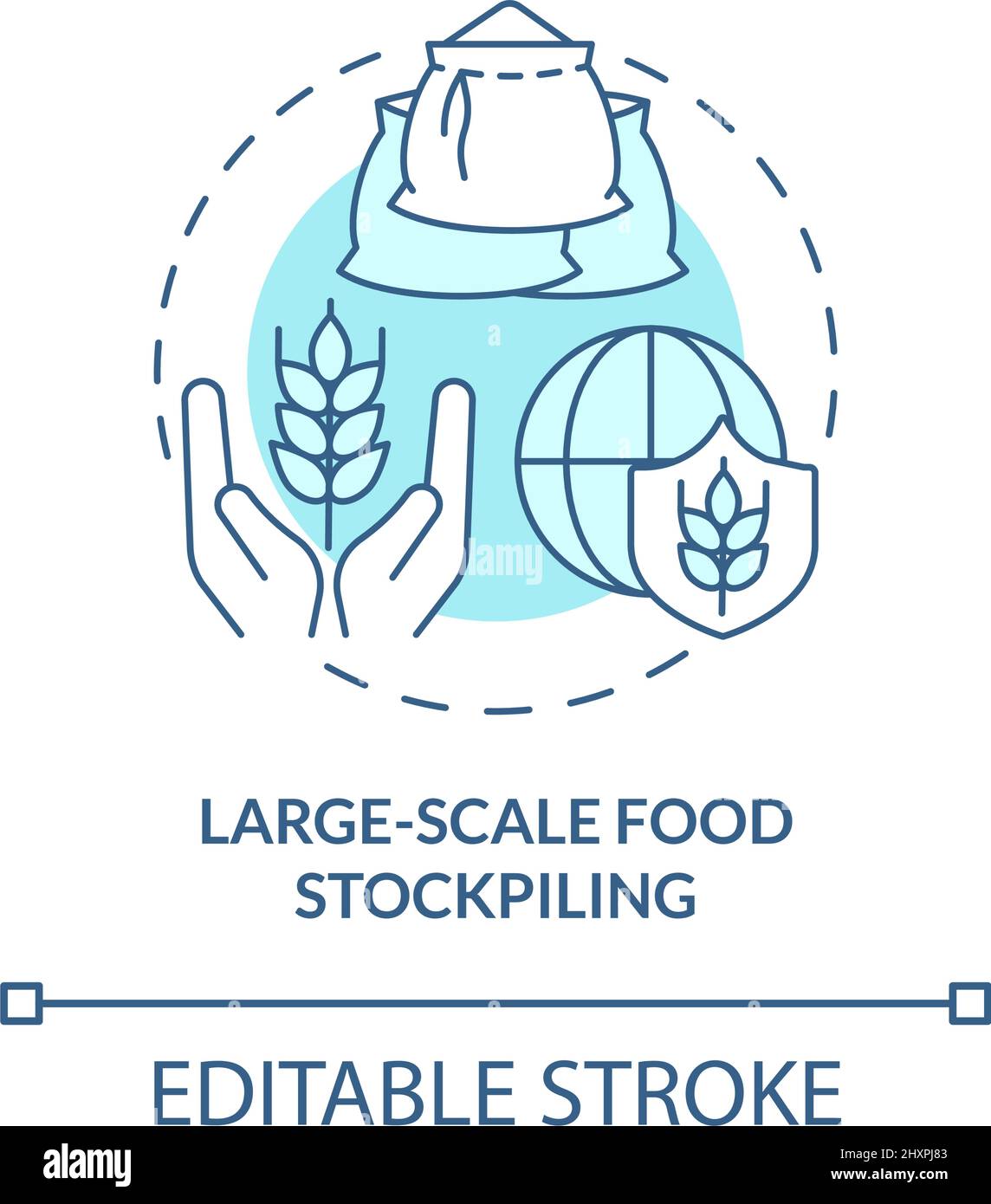 Large scale food stockpiling turquoise concept icon Stock Vector Image ...