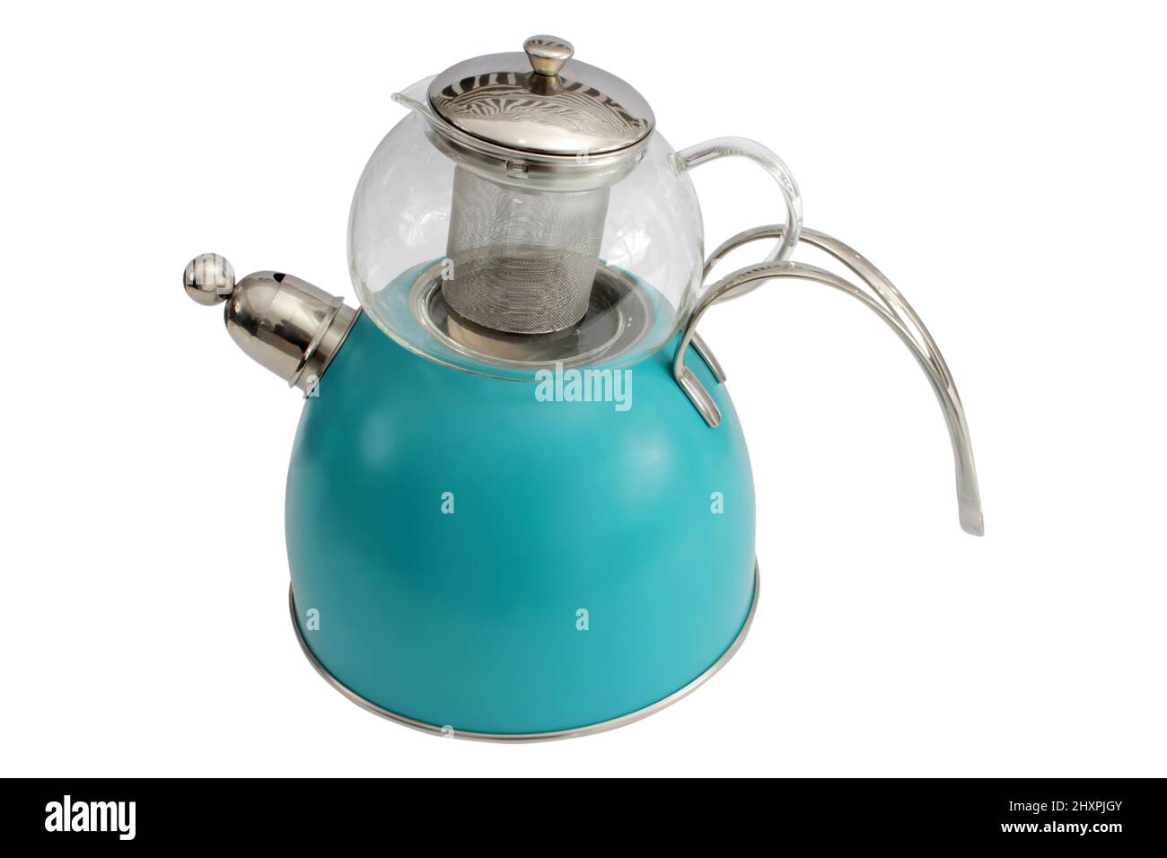 turquoise teapot on a white background Stock Photo - Alamy
