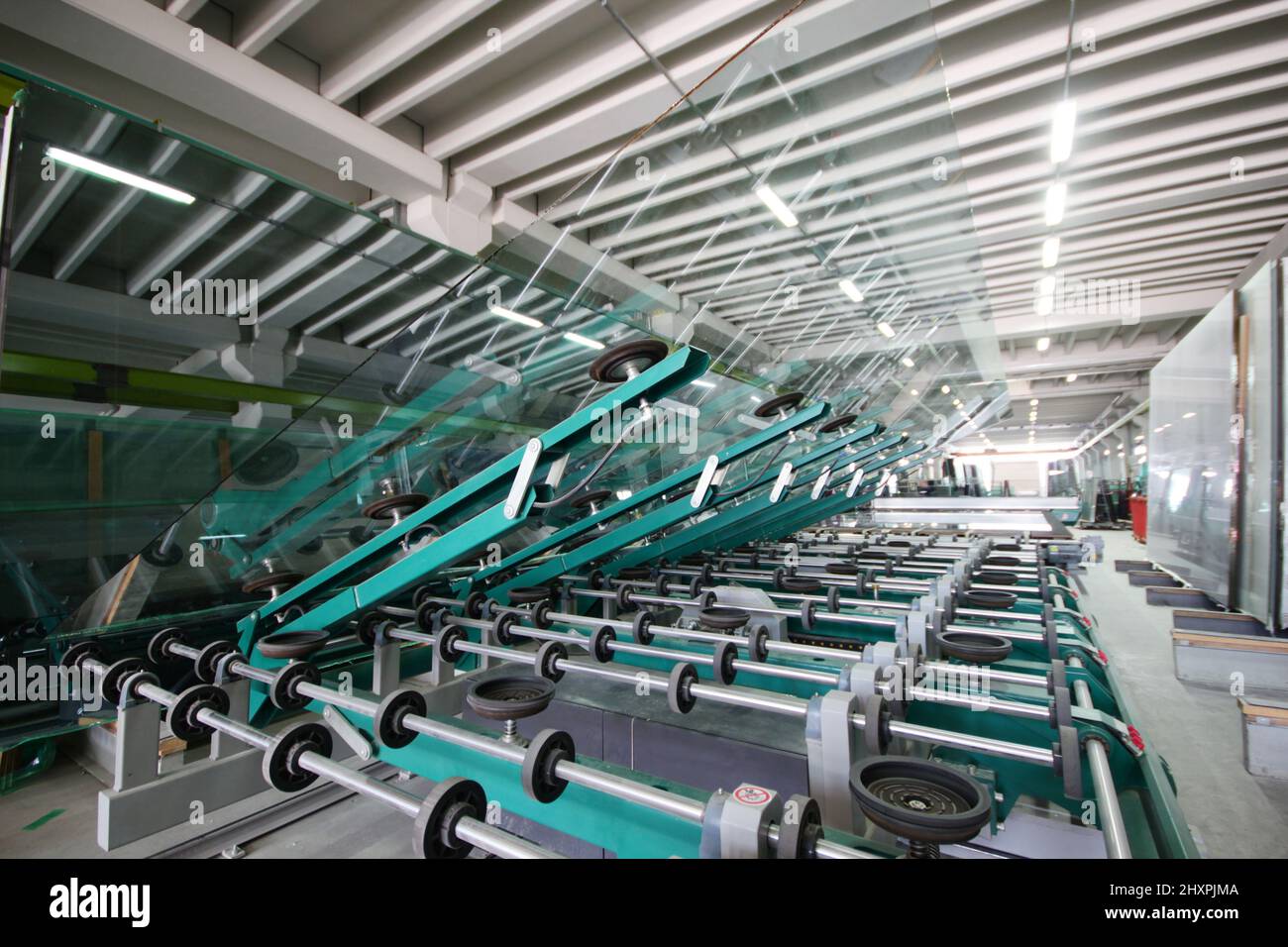 new glass on conveyor belt Stock Photo - Alamy