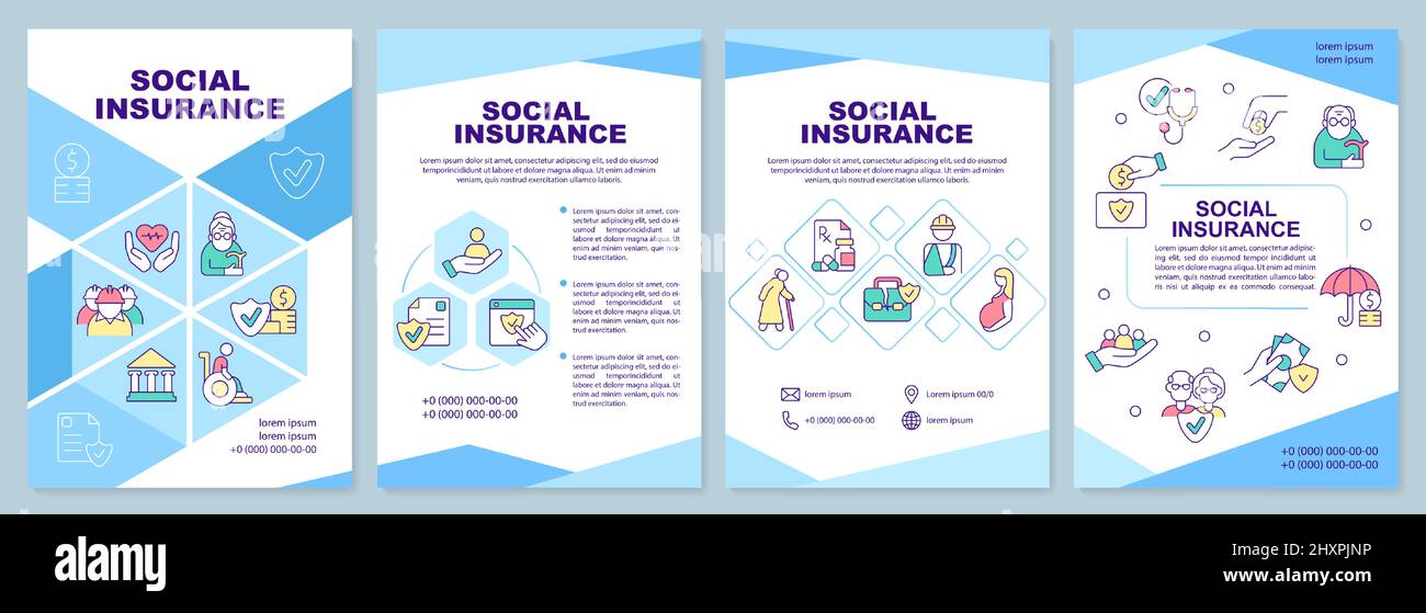 Social insurance blue brochure template Stock Vector Image & Art - Alamy