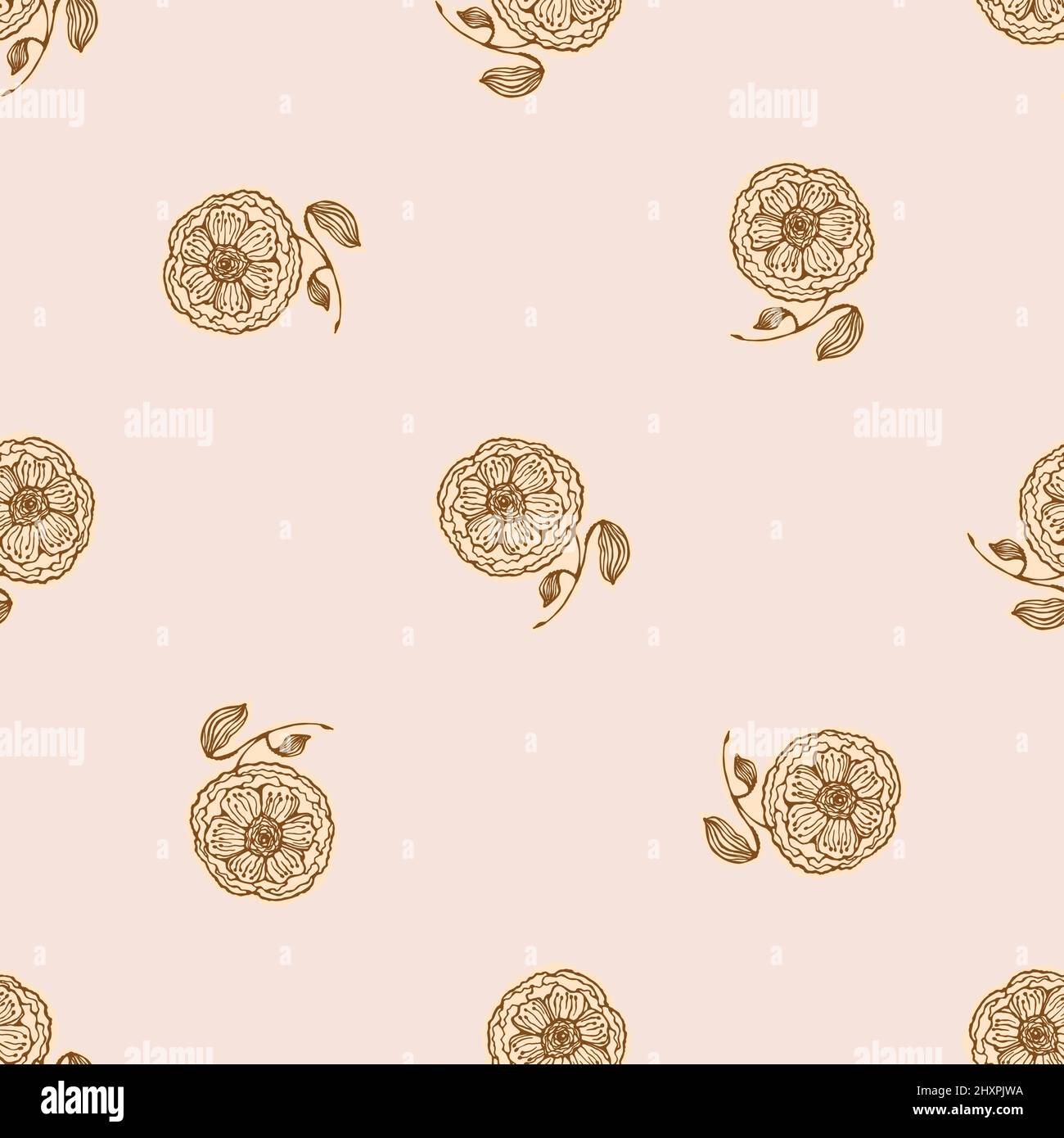 Gender neutral floral seamless vector background. Simple whimsical 2 ...