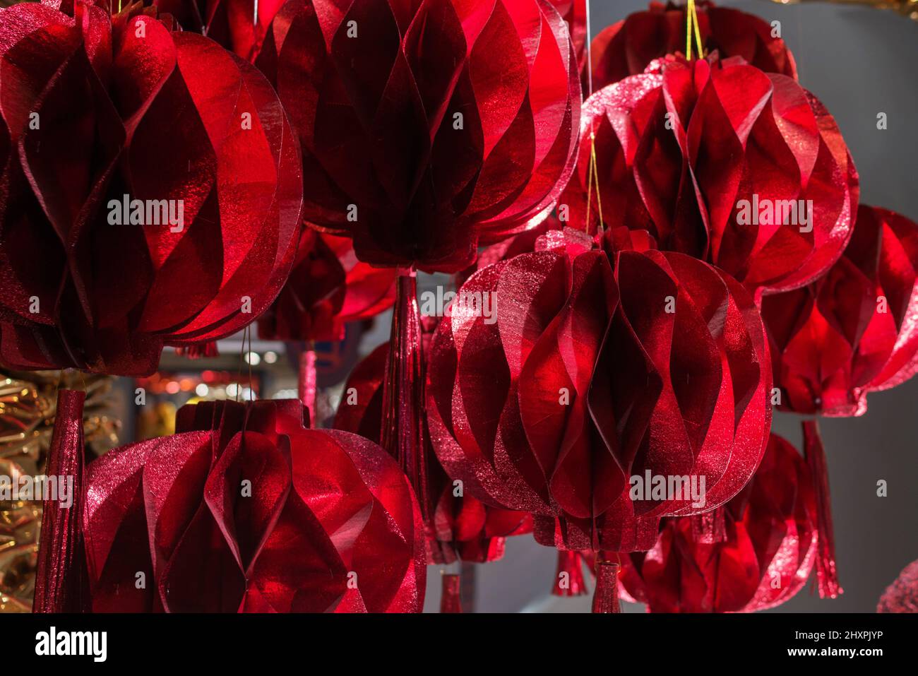 Red chinese paper lantern Decoration for Chinese new year Stock Photo ...
