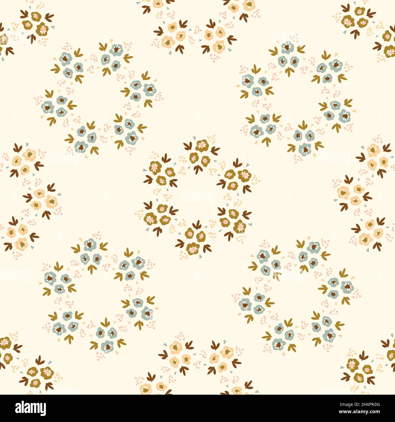 Gender neutral floral seamless vector background. Simple whimsical 2 ...