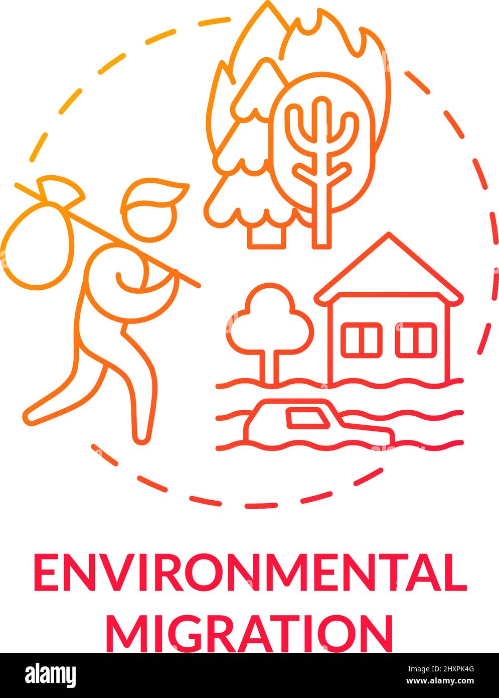 Environmental migration red gradient concept icon Stock Vector Image ...