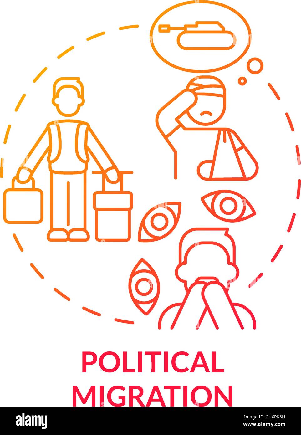 Political migration red gradient concept icon Stock Vector Image & Art ...