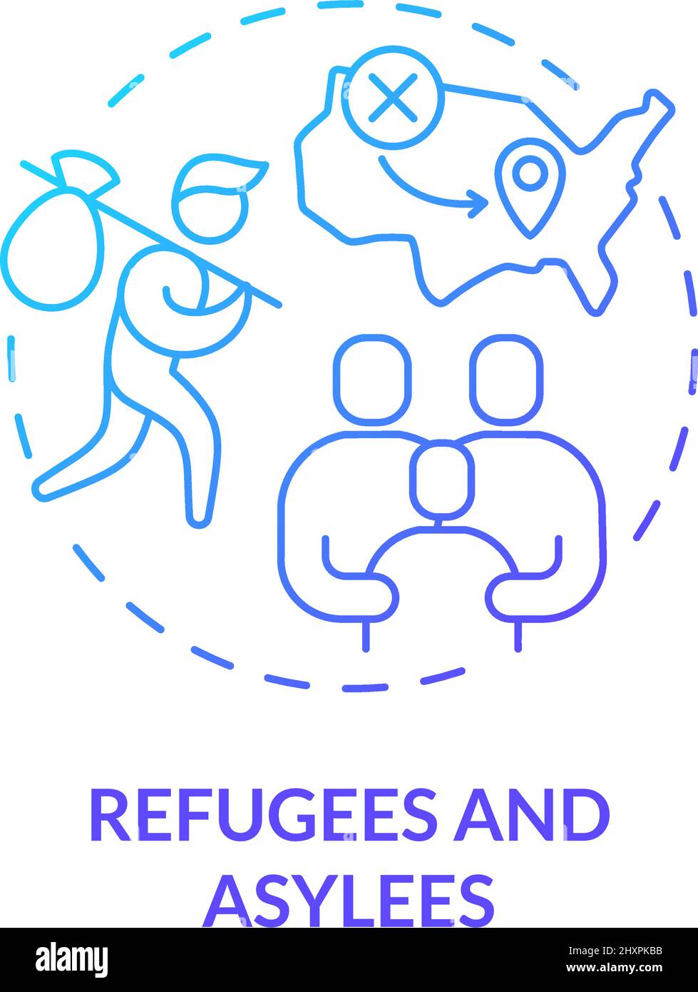 Refugees and asylees blue gradient concept icon Stock Vector Image ...