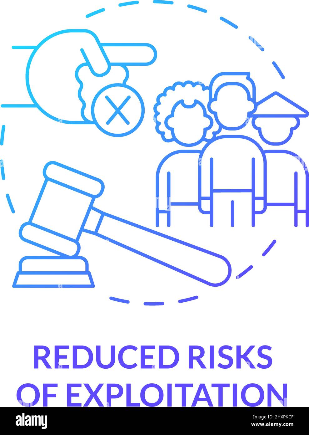 Reduced risks of exploitation blue gradient concept icon Stock Vector ...