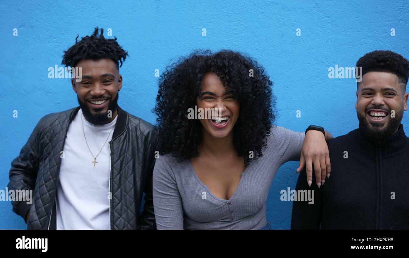 Happy friends laughing and smiling a group of latin people real life ...