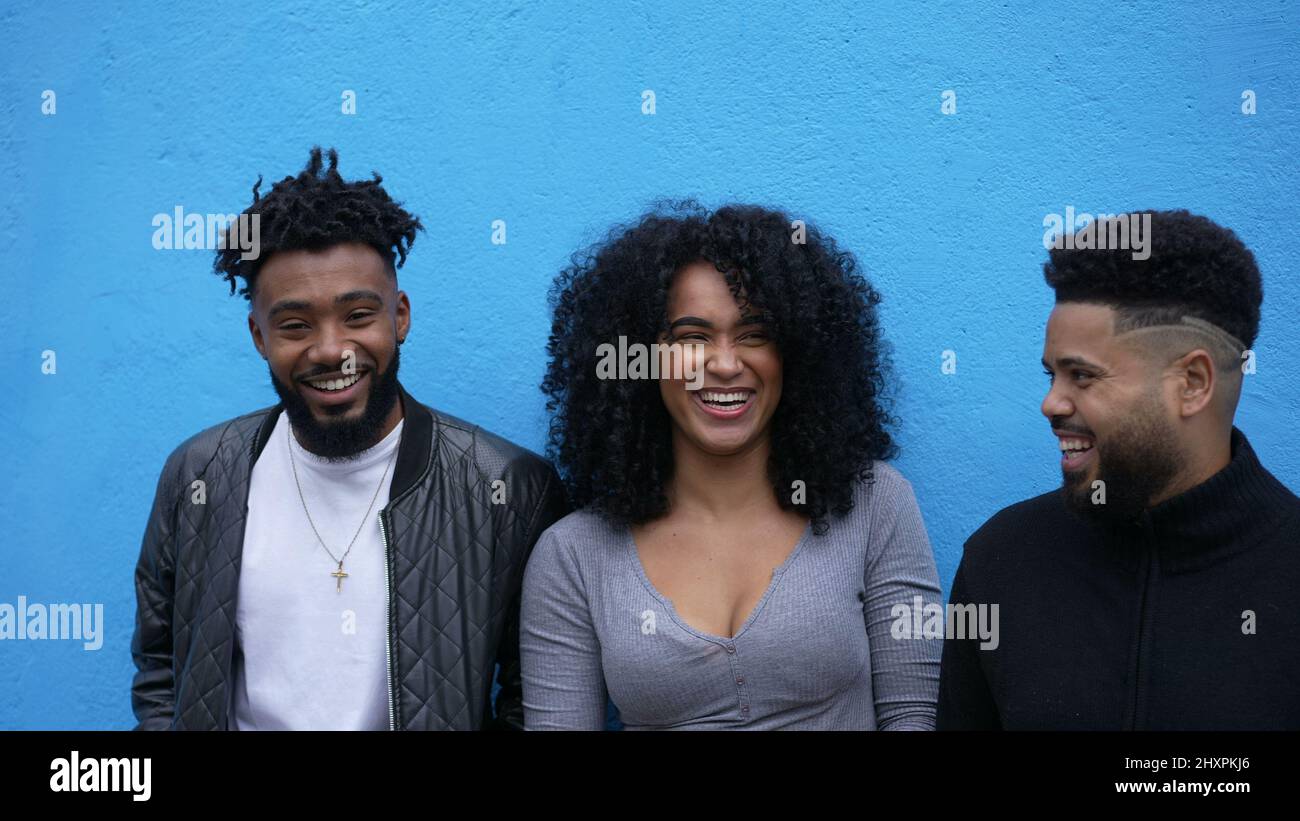 Happy friends laughing and smiling a group of latin people real life ...