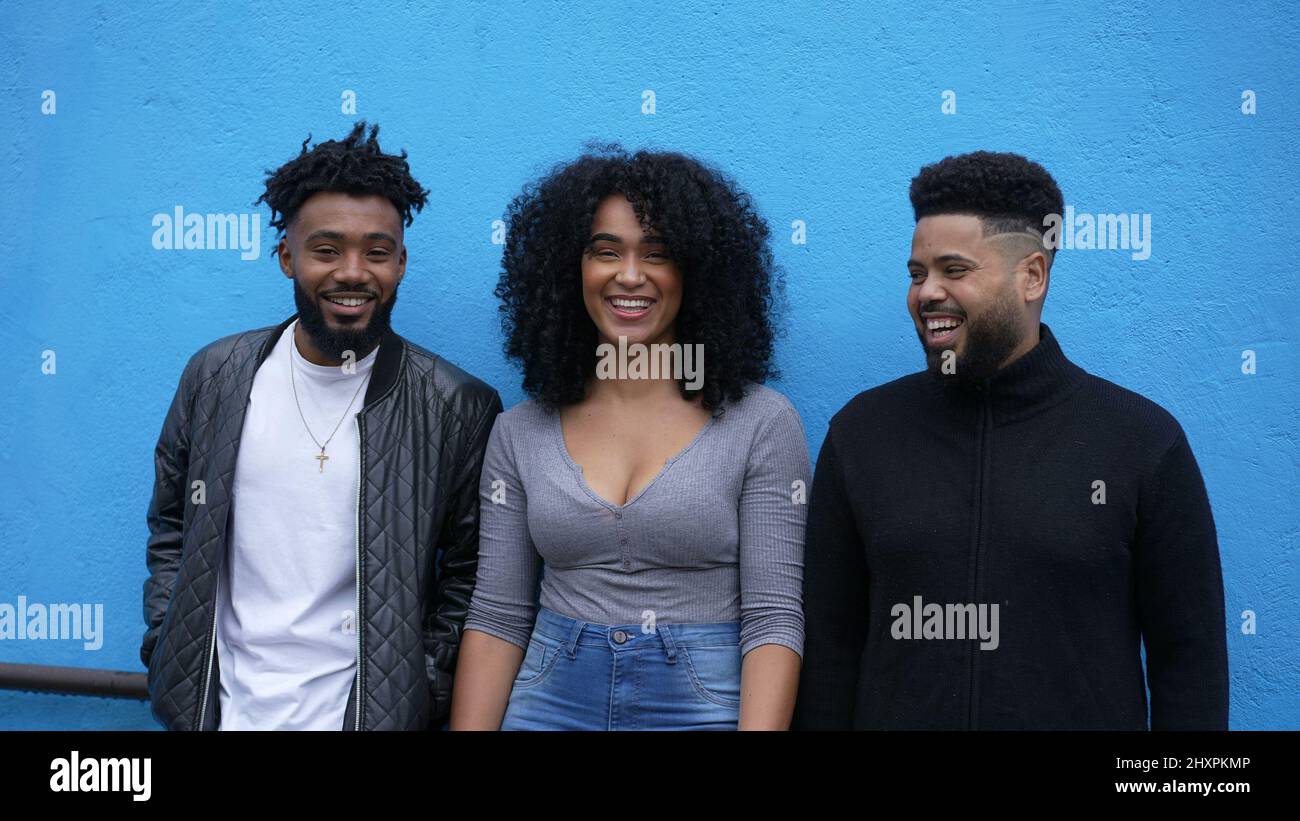 Happy friends laughing and smiling a group of latin people real life ...