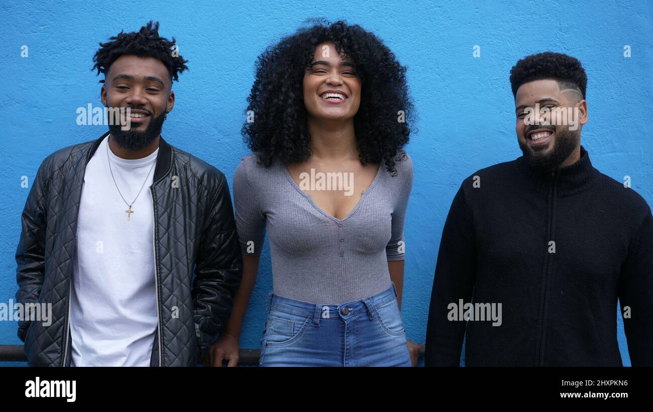 Happy friends laughing and smiling a group of latin people real life ...