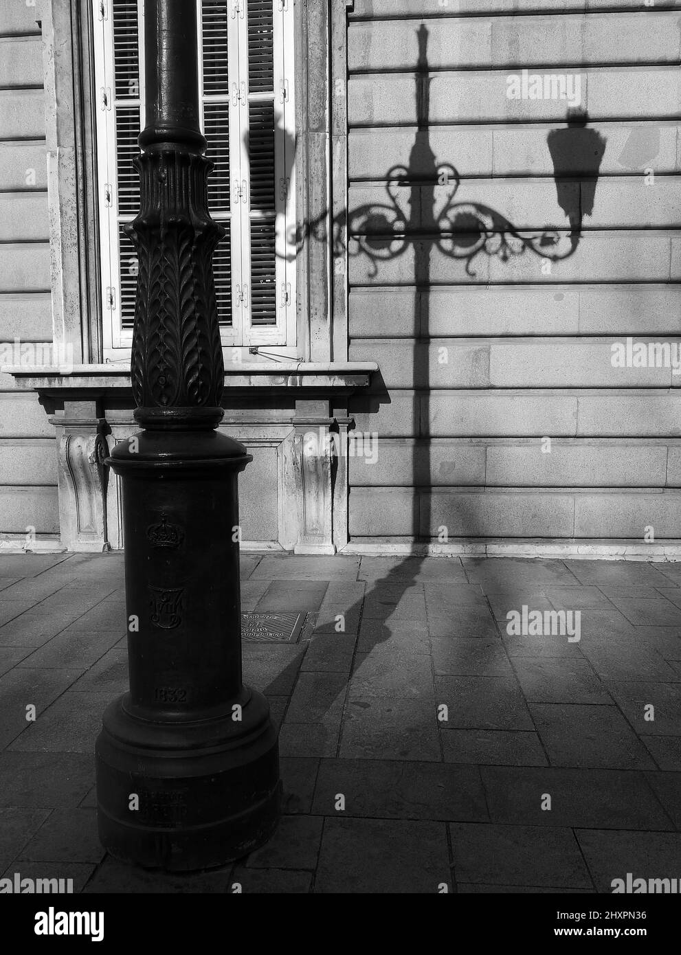 Monotone picture Shadow of Beautibul vintage electric pole on the ...