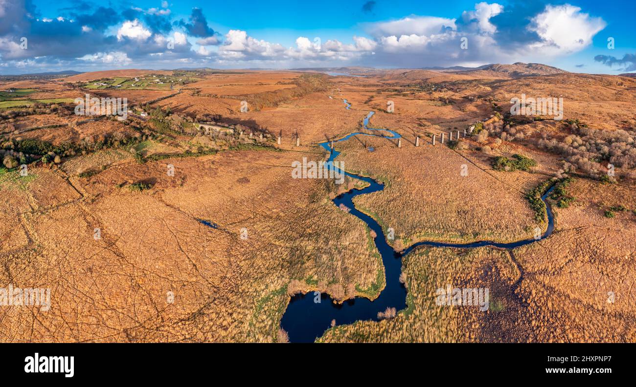Aerial view of the Owencarrow Railway Viaduct by Creeslough in County ...
