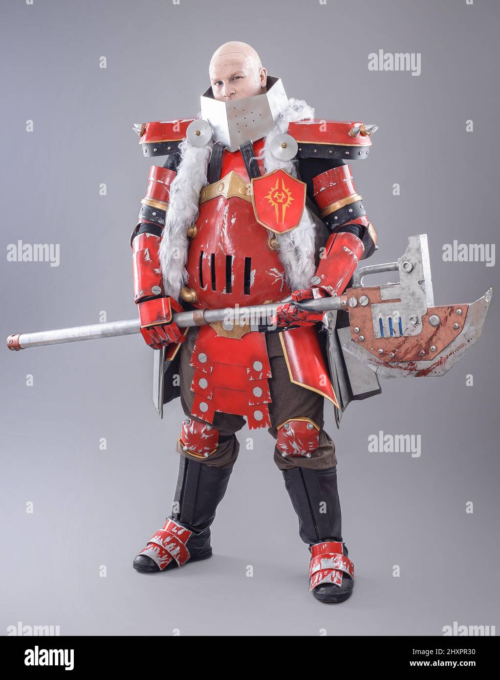 Fantasy Medieval Warrior in the Armor with big Axe. Isolated Background ...