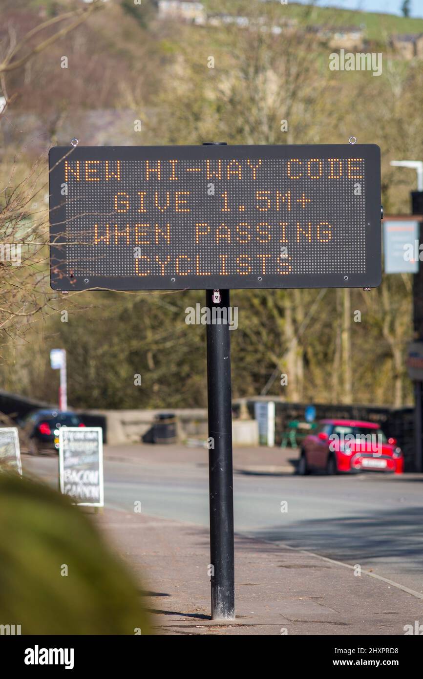 A highways sign on Oldham Road, Ripponden, Calderdale, West Yorkshire ...