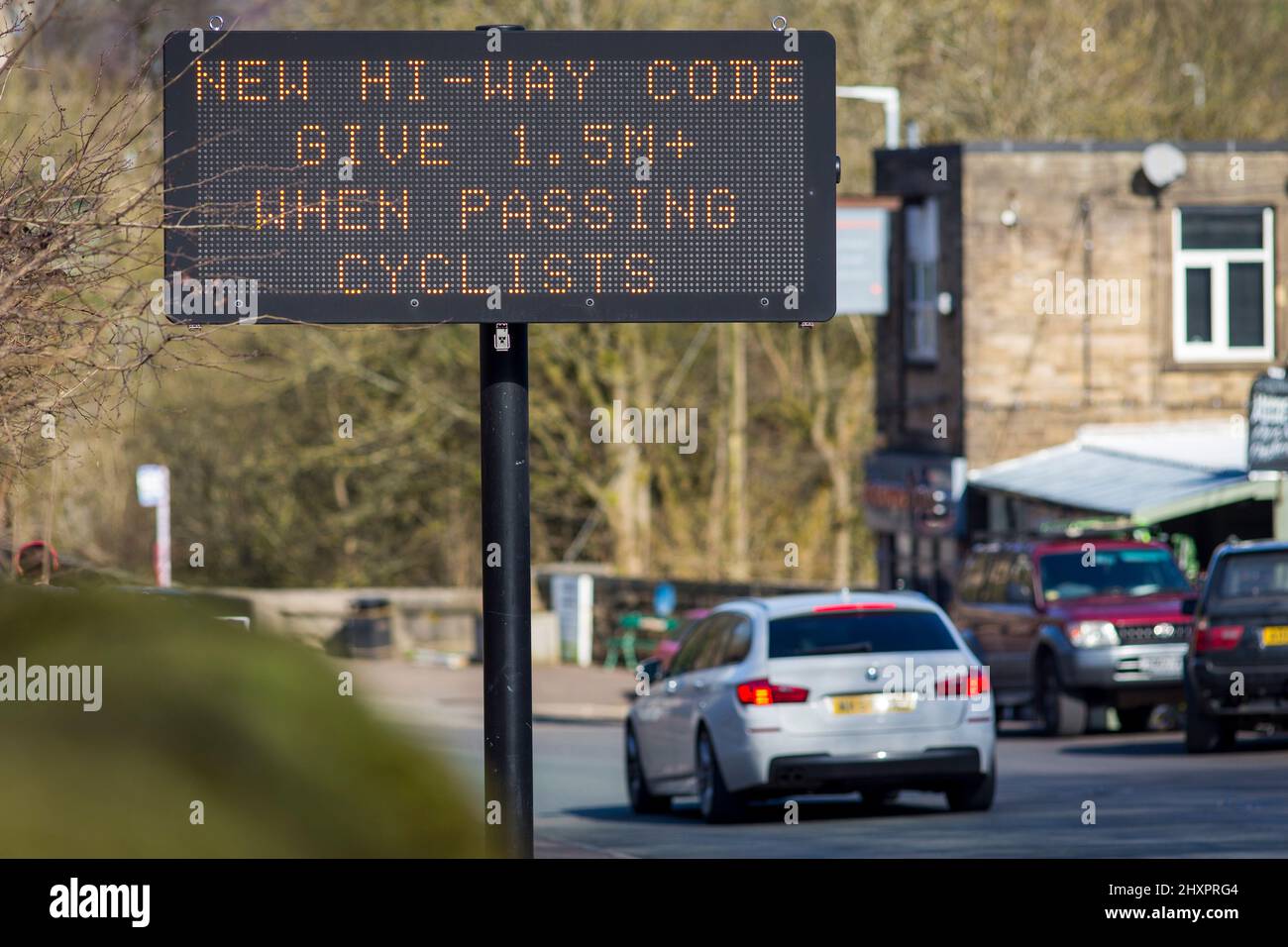 A highways sign on Oldham Road, Ripponden, Calderdale, West Yorkshire ...
