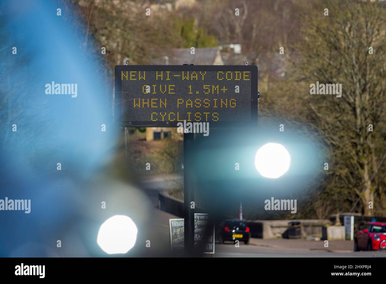 A highways sign on Oldham Road, Ripponden, Calderdale, West Yorkshire ...