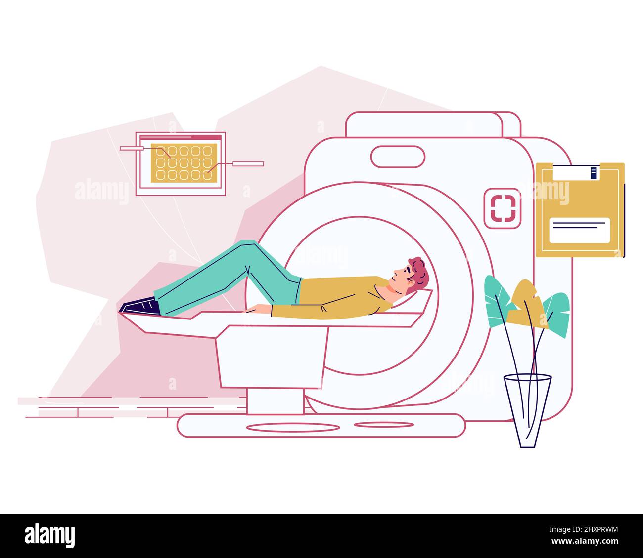 Patient Ready For X Ray Or Mri Health Exam Flat Vector Illustration