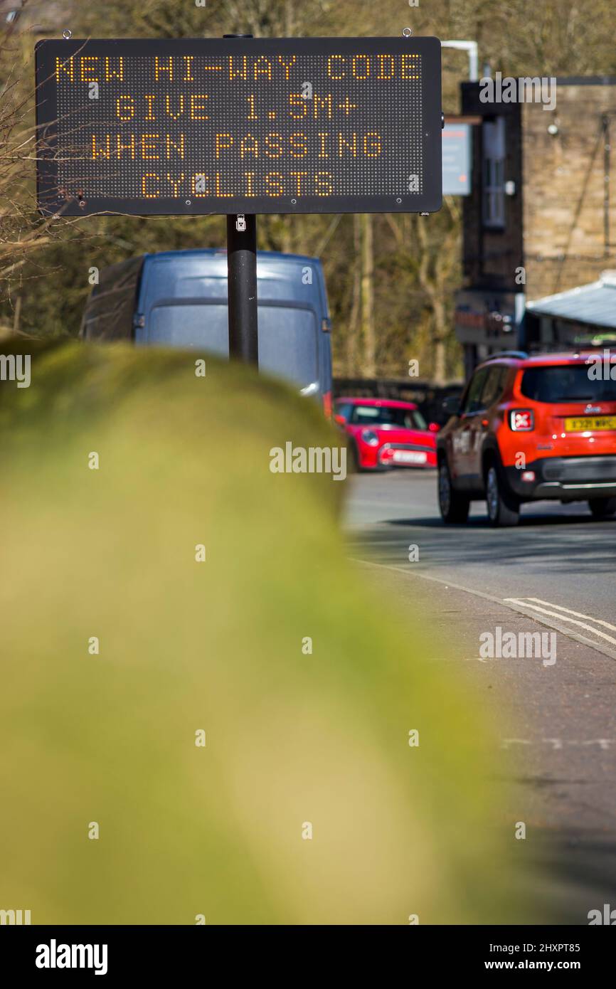 A highways sign on Oldham Road, Ripponden, Calderdale, West Yorkshire ...