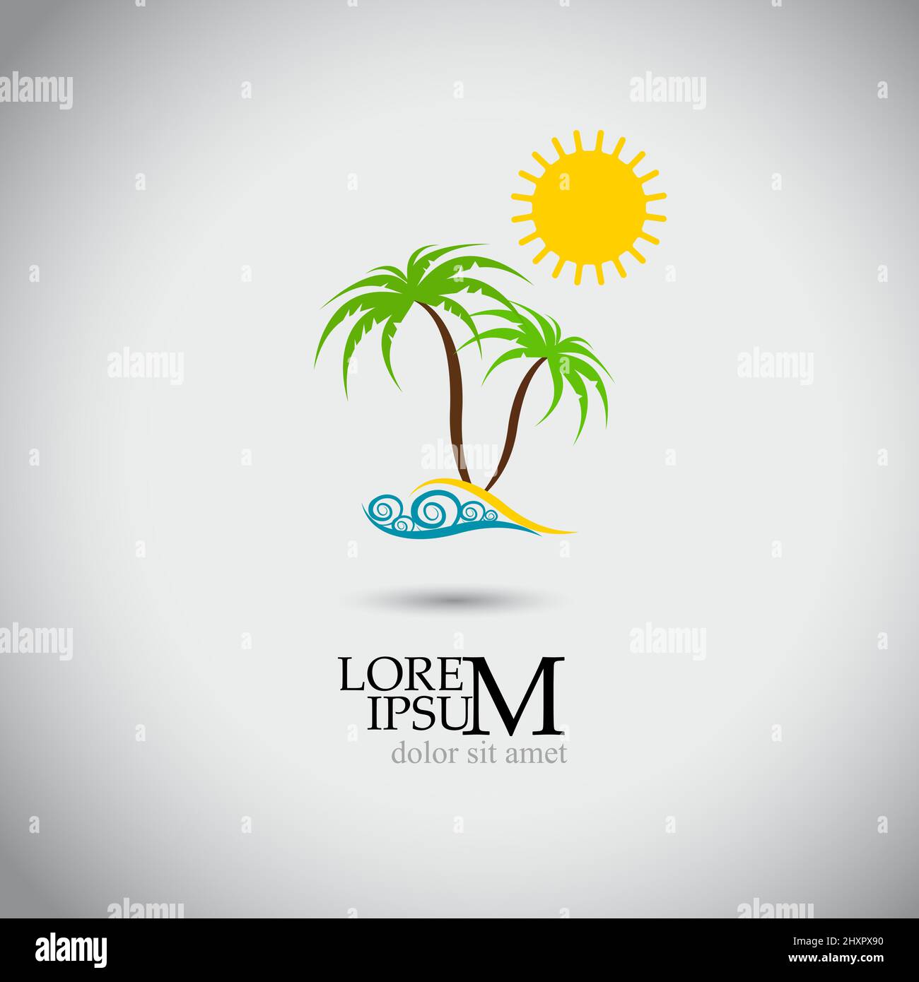 Palm tree and sun logo. Vector illustration Stock Vector Image & Art ...
