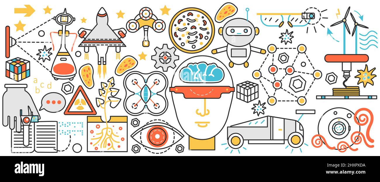 Future technology, artificial intelligence. Futuristic robots ...