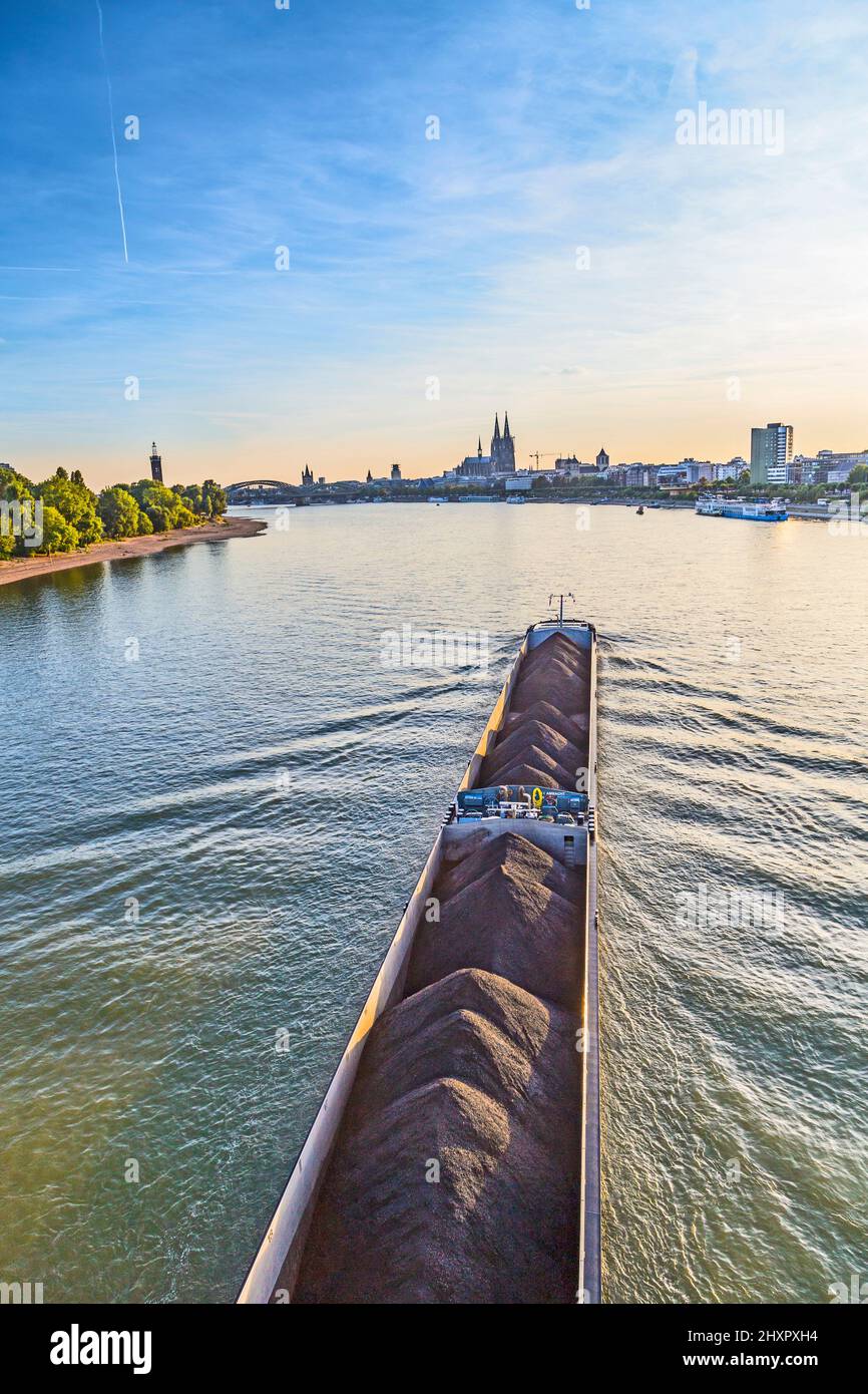 skyline of Cologne with river Rhine in late afternoon Stock Photo - Alamy
