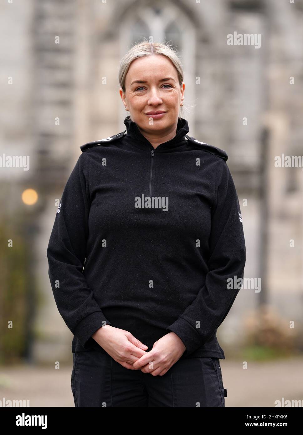 Police Scotland officer Sergeant Sara Hay speaks to the media at ...