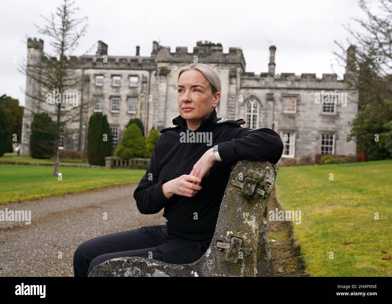 Police Scotland officer Sergeant Sara Hay speaks to the media at ...