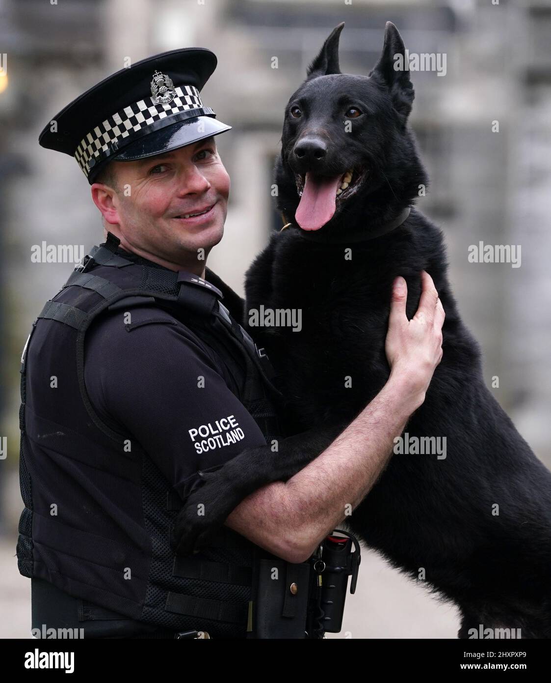 Police Scotland dog handler Constable Paul O'Donnell with 9 year old ...