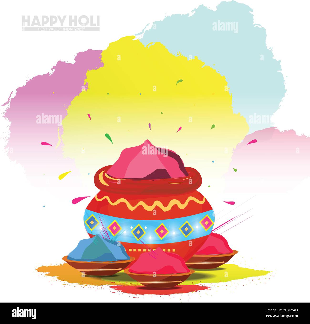 Color festival with Happy Holi celebration and colorful Holi powder ...