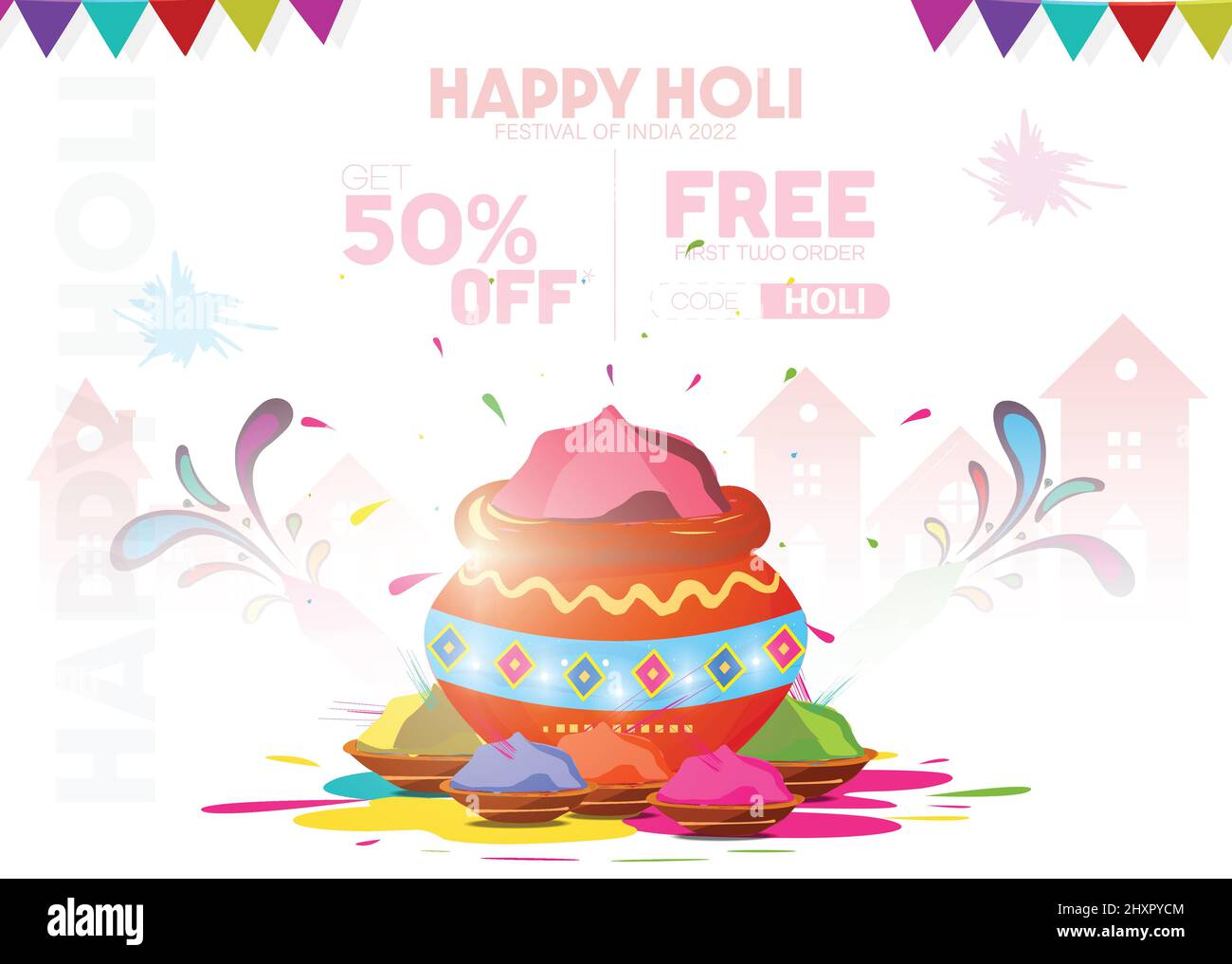Big sale offer advertising poster or banner design. Happy Holi Color ...