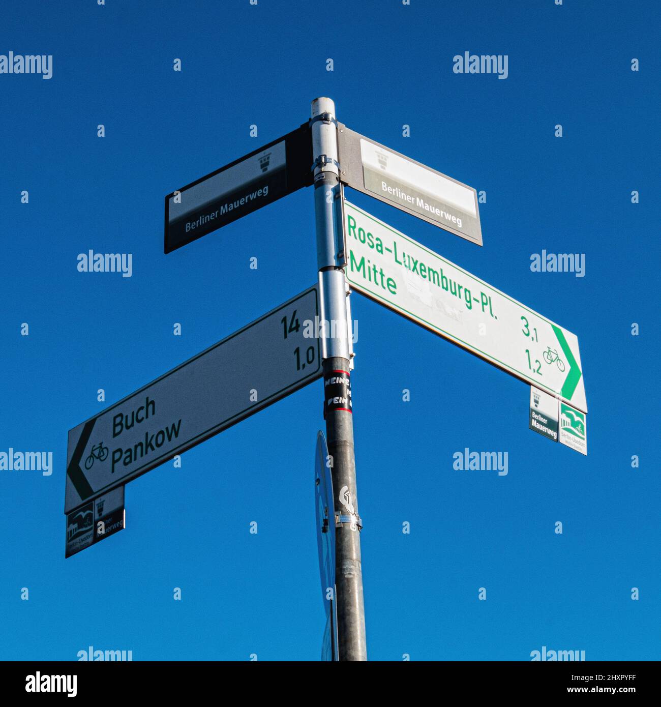 Berliner Maurweg sign indicates route of Berlin Wall in Wedding-Berlin ...